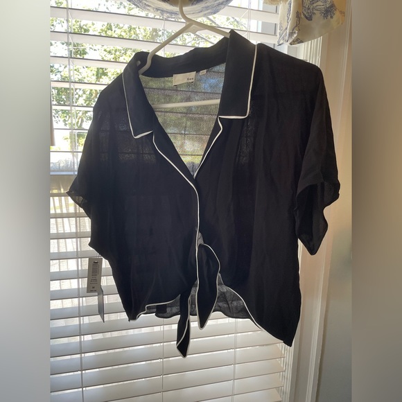 Wilfred | Tops | Wilfred Free Black Tie Front Huang Blouse | Poshmark